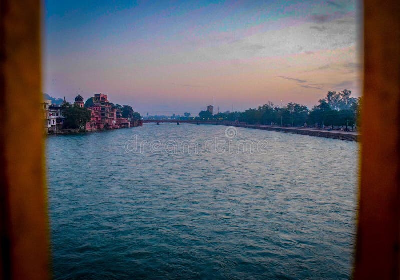 Wide Ganga River View in Haridwar India, Ganga River Full Wide View ...