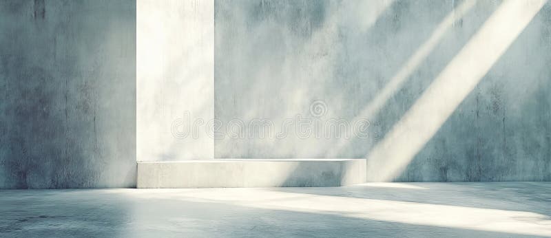 A Wide Gray Concrete Wall Background Illuminated with Ambient Lighting ...