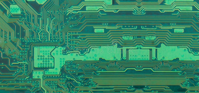 Wide Green Computer Motherboard Surface of Technology Background Stock ...