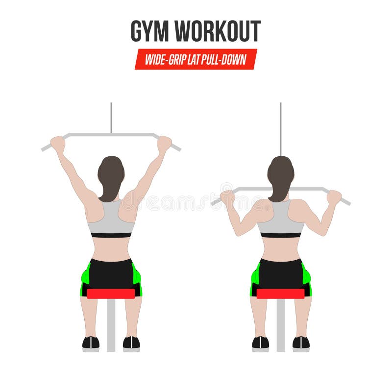 Wide-grip Lat Pull-down Exercise. Sport Exercises. Exercises in a Gym ...
