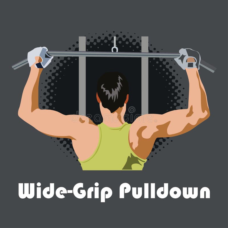 Wide-grip Lat Pull-down Exercise. Sport Exercises. Exercises in a Gym ...
