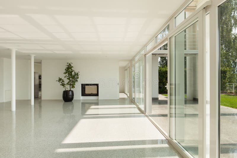 Wide hall with windows stock image. Image of marble, sunny - 59223021