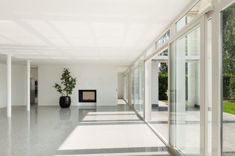 Wide hall with windows stock photo. Image of contemporary - 59223280