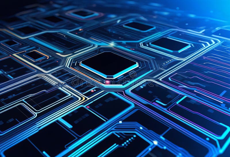 Wide Hi-tech Digital Technology Concept. Illustration High Computer ...