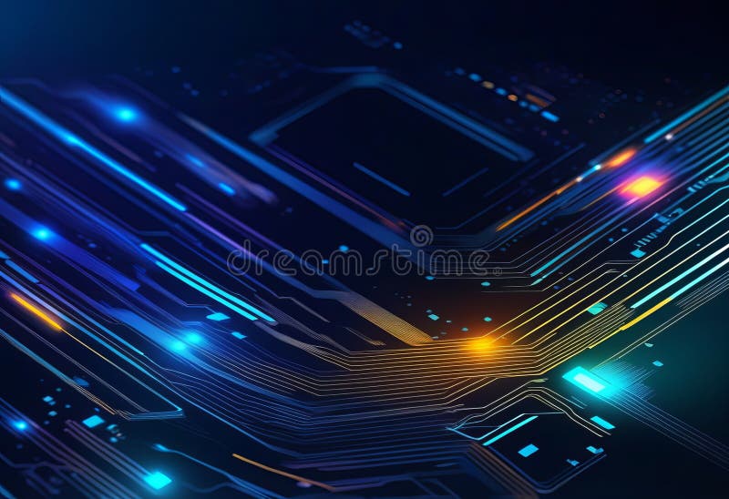 Wide Hi-tech Digital Technology Concept. Illustration High Computer ...