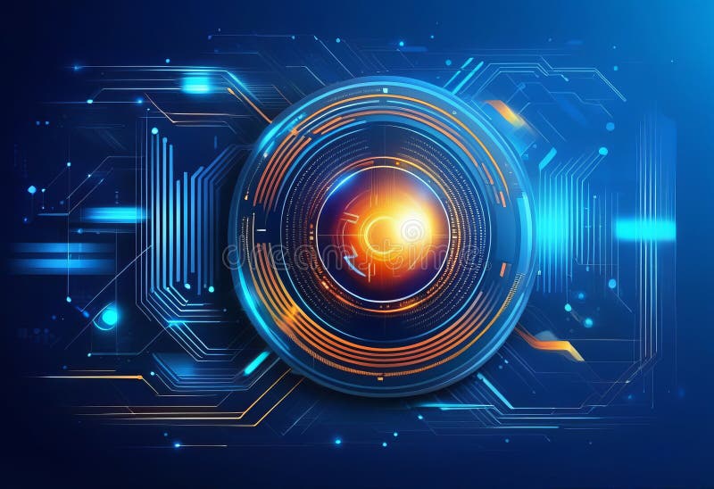 Wide Hi-tech Digital Technology Concept. Illustration High Computer ...