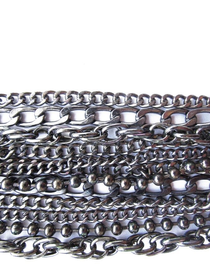 Wide Horizontal Strip of Dark Metal Chains of Various Thicknesses ...