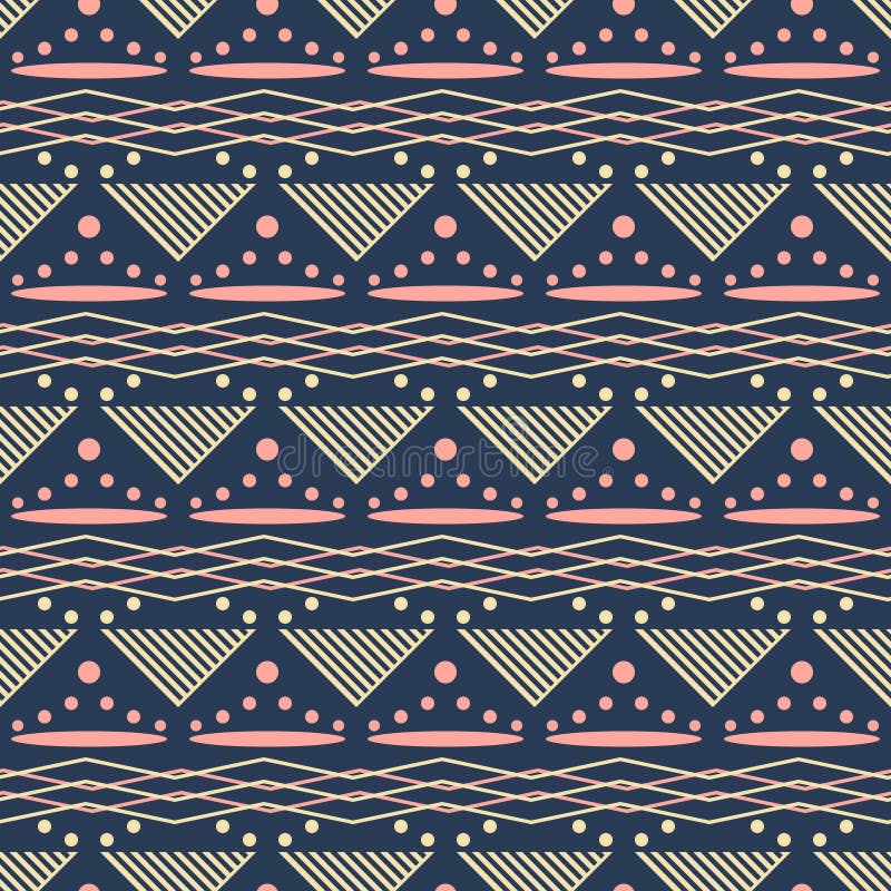 Wide Horizontal Stripes of Lined Triangles, Zigzag and Round Shapes ...