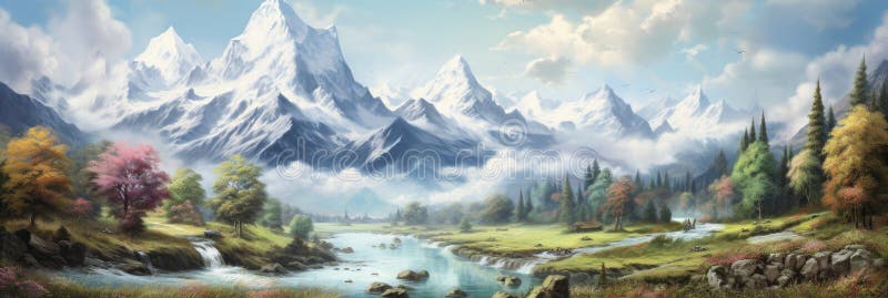Wide Landscape with Beautiful Mountain Range Panorama of the Mountain ...