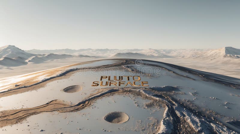 Exploration of Distant Terrains Showcasing the Surface Features of Pluto on a Clear Day Stock ...
