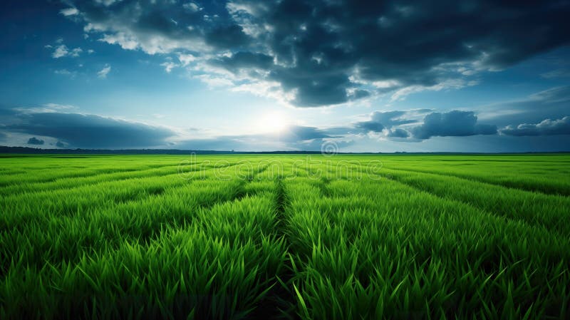 Big Long Field in Autumn, Anime Wallpaper, Ai Generated Image Stock ...