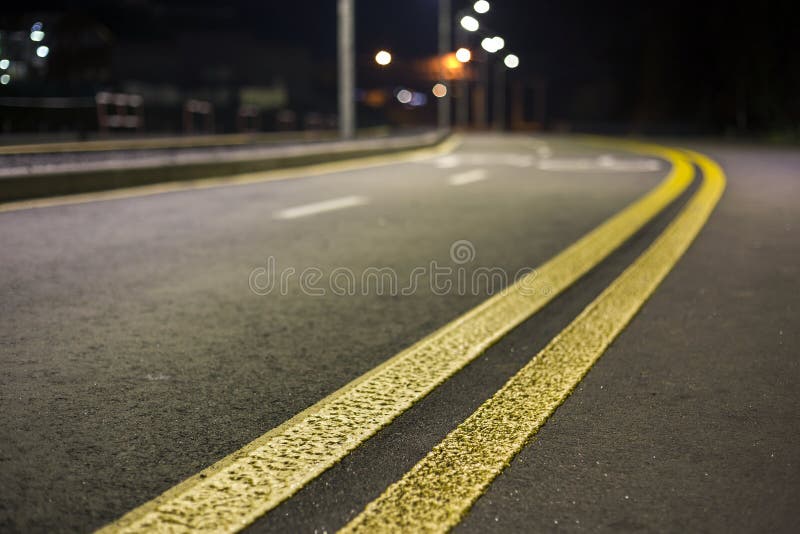 Wide Modern Smooth Empty Asphalt Highway Sharp Turn Sharp with Bright ...