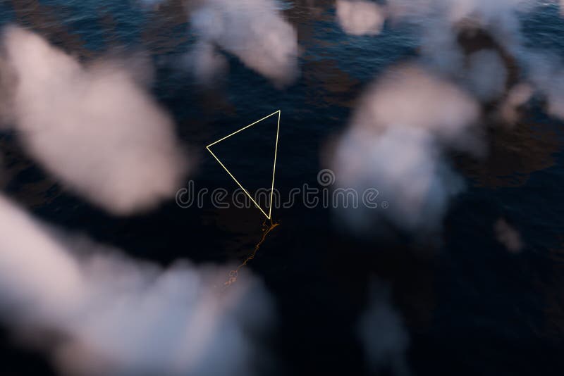 The Wide Ocean with Glowing Triangle Lines, 3d Rendering Stock ...