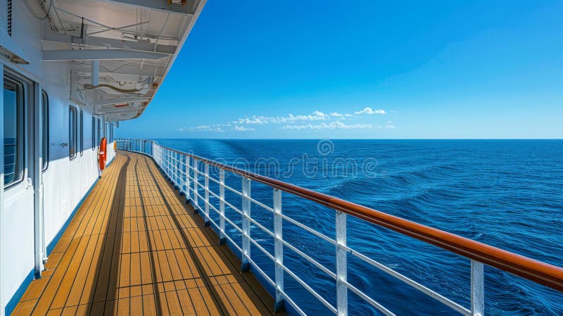 Wide Ocean View from Cruise Ship Deck Under Clear Blue Skies Stock ...