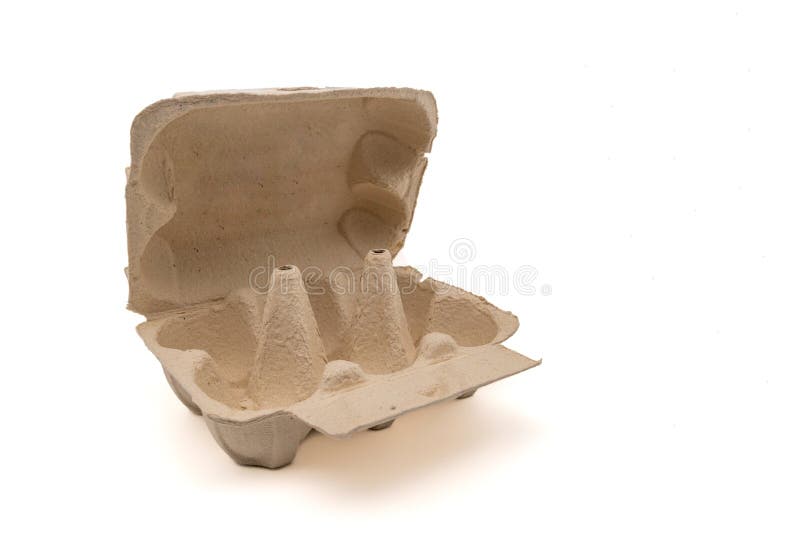 Wide Open Empty Egg Box for Six Eggs, Isolated on White with Copy Space ...