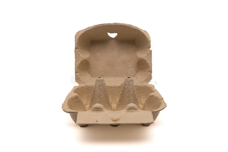 Wide Open Empty Egg Box for Six Eggs, Isolated on White with Copy Space ...