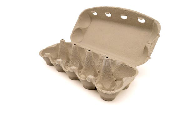 Wide Open Empty Egg Box for Ten Eggs, Isolated on White with Copy Space ...