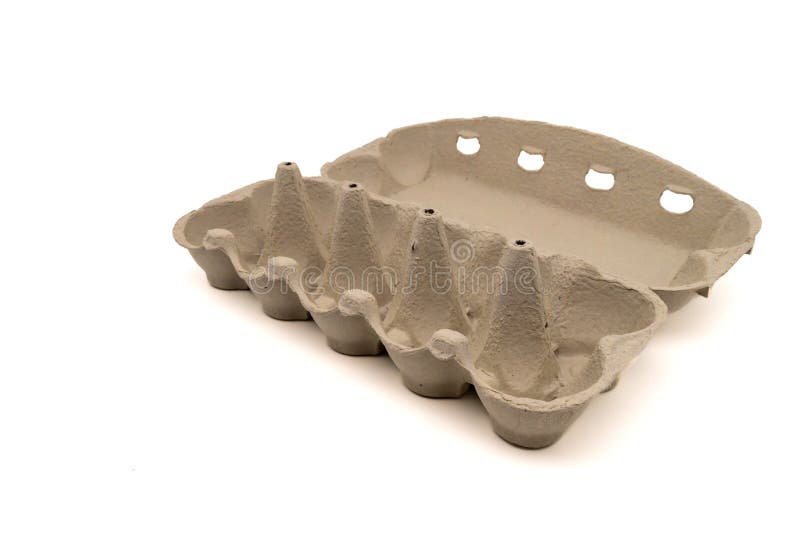 Wide Open Empty Egg Box for Ten Eggs, Isolated on White with Copy Space ...