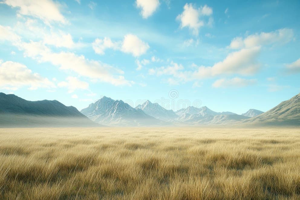 Wide-open Fields, Arid Vegetation, Remote Mountains, and an Unclouded ...