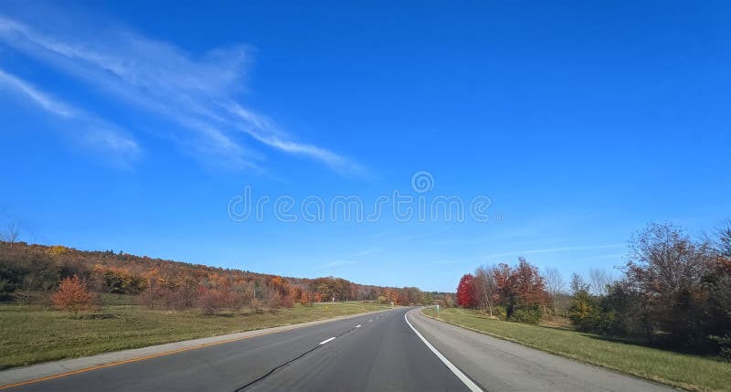 Wide Open Highways in the Fall in Upstate NY, USA Stock Image - Image ...