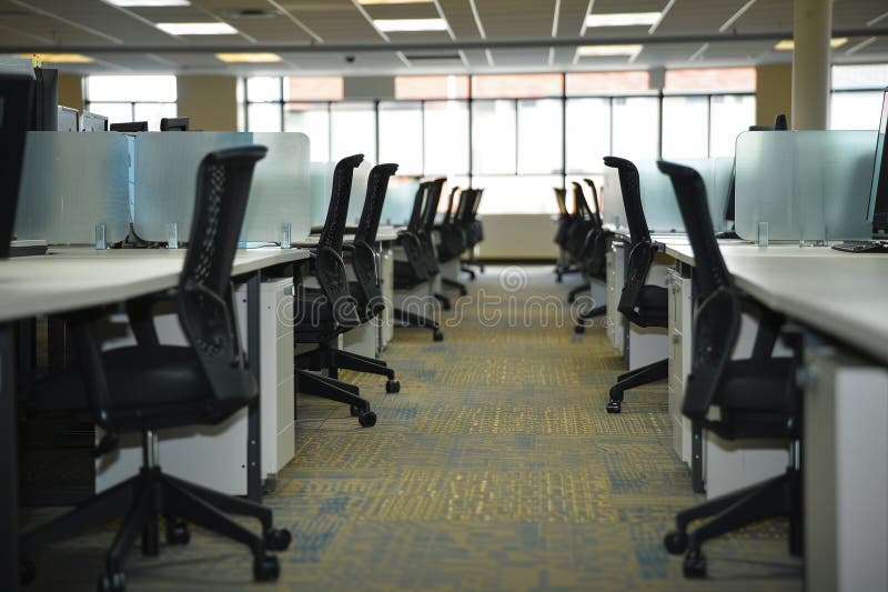 Wide Open Office Space, Numerous Chairs and Desks, Organized and ...