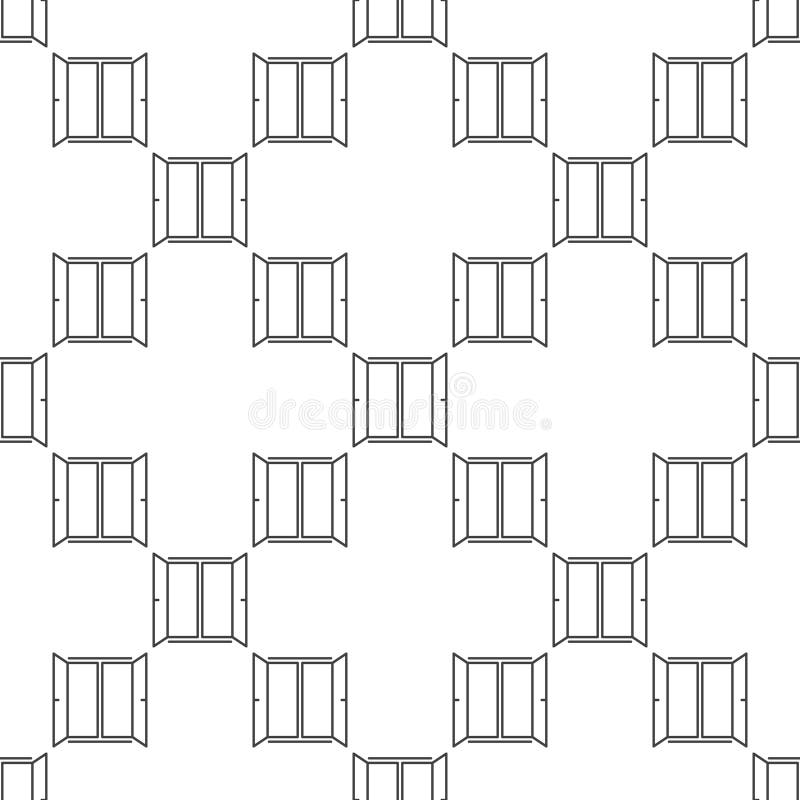 Wide Open Window Vector Simple Clear Portal Outline Seamless Pattern ...