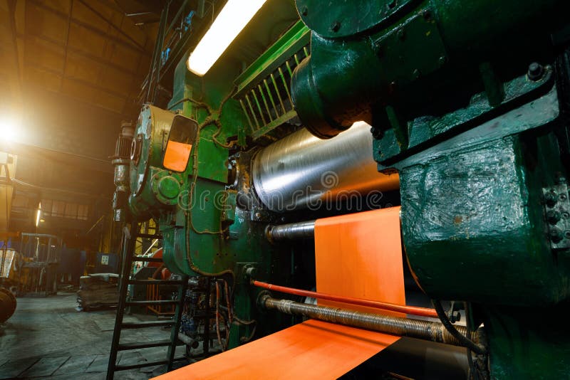 Wide Orange Polyamide Canvas in a Conveyor Belt Making Machine. Stock ...