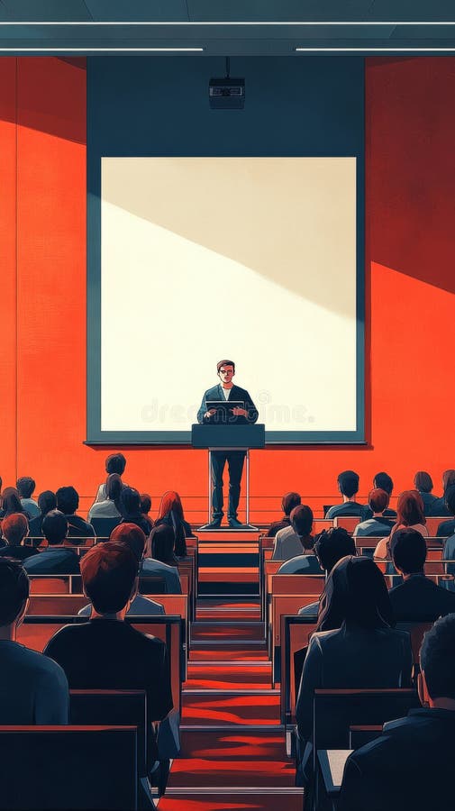 Wide Organized View Sleek Lecture Hall Students Engaged Learning Modern ...