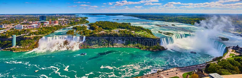 Wide Panorama of Entire Niagara Falls from Canada Side Overlook Stock ...