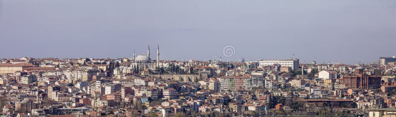 Wide Panorama of the Huge City of Istanbul, Turkey Stock Photo - Image ...