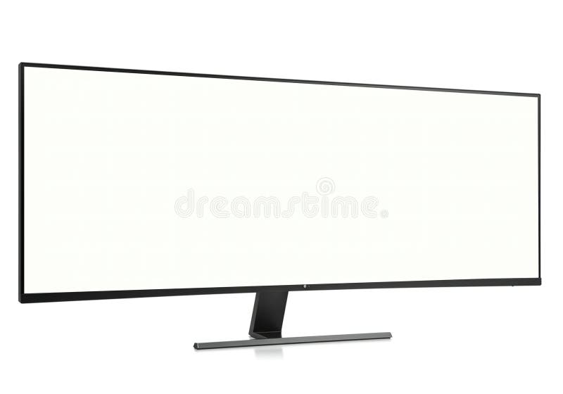 Wide Panorama Screen Monitor Isolated on White Background Stock ...