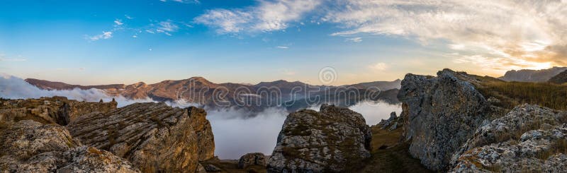 Wide Panoramic Mountain Landscape Stock Image - Image of amazing ...