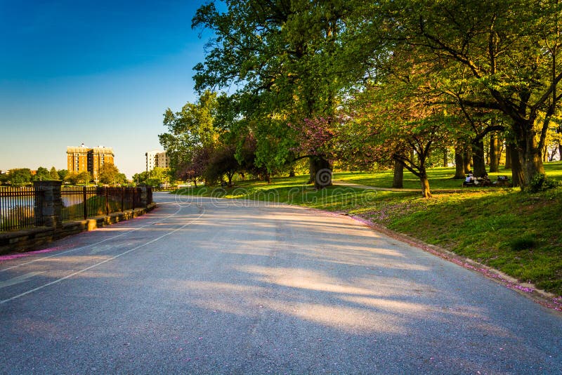 Wide Paved Path at Druid Hill Park, Baltimore, Maryland. Stock Photo ...