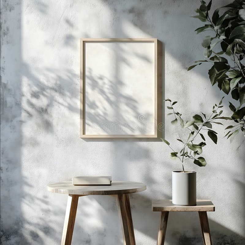 A Wide Picture Frame Resting on a Small Table Stock Illustration ...