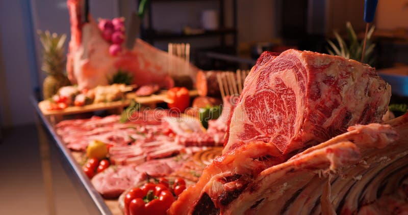 Wide Range of Processed and Raw Meat Chunks on the Table. Stock Photo ...