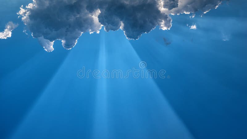 A Wide a Ray of Sun Under a Cloud on Blue the Sky Stock Photo - Image ...