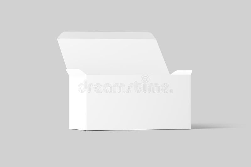 Wide Rectangle Box White Blank Mockup Stock Illustration - Illustration ...