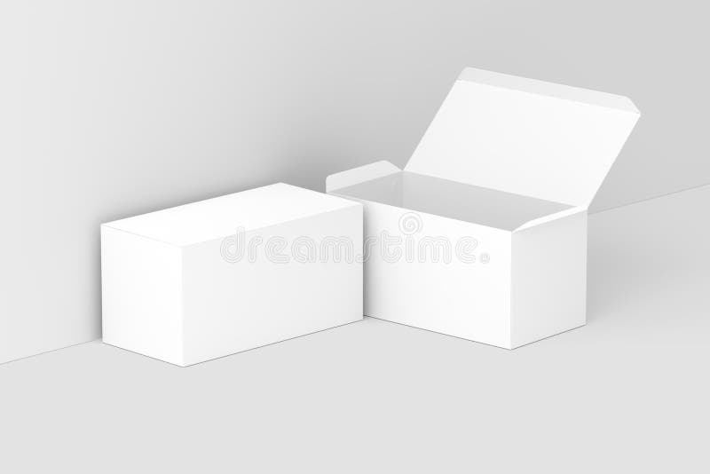 Wide Rectangle Box White Blank Mockup Stock Illustration - Illustration ...