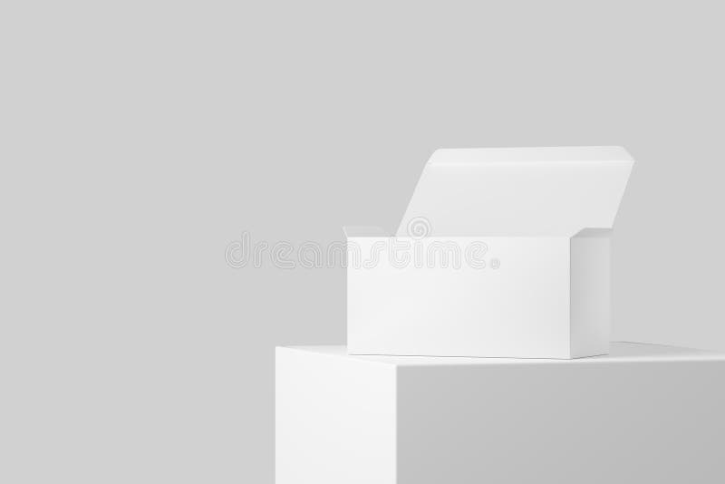 Wide Rectangle Box White Blank Mockup Stock Illustration - Illustration ...