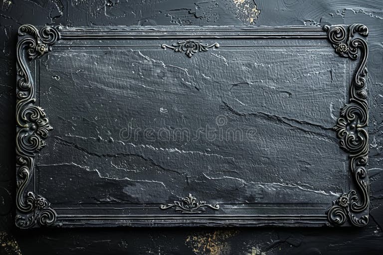 A Wide Rectangular Dark Gray Texture with Thin Ornamental Borders at ...