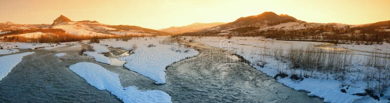Wide river stock photo. Image of snowy, field, countryside - 31548514