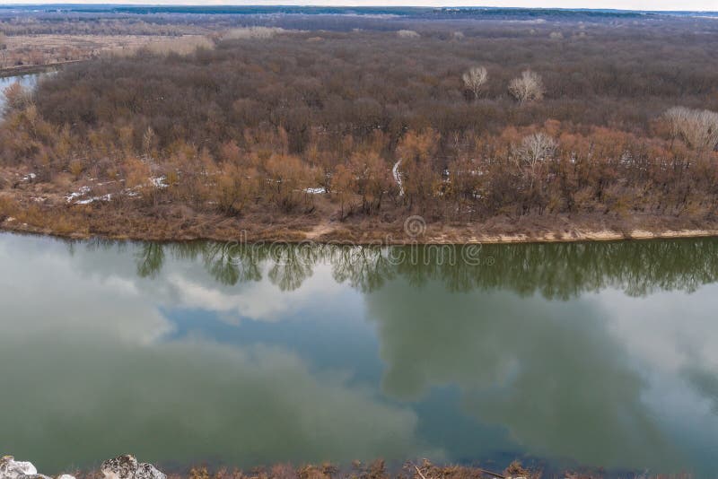 Wide River in Spring. Snow on the River Bank Stock Image - Image of ...