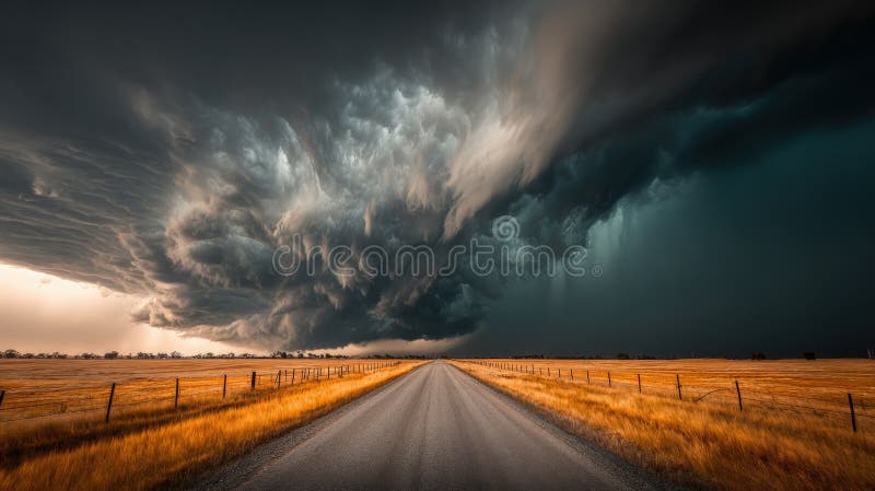 Generative AI Long Empty Road Stretching through Open Landscape Under ...