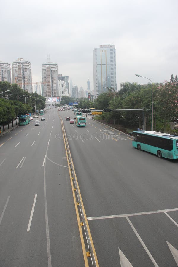 Wide Road, Modern City, Shenzhen Editorial Stock Image - Image of ...