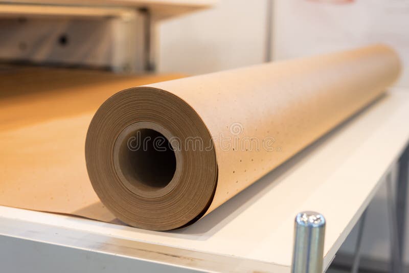 A Wide Roll of Thick Paper. Paper Has Perforation Stock Image - Image ...