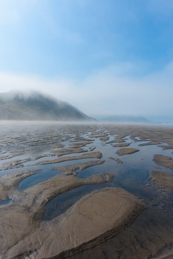 Wide Sandy Beach in the Fog Stock Image - Image of fall, sandy: 243375247