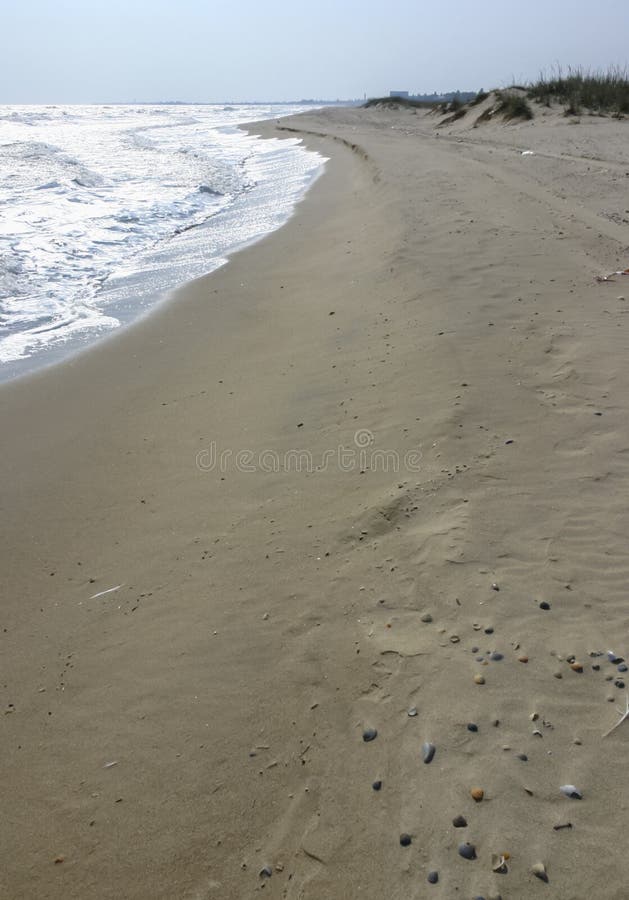 Wide Sandy Beach, Waves with White Foam Roll on the Shore Stock Photo ...