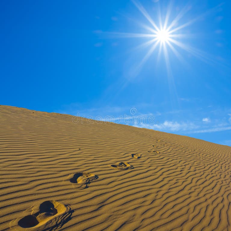 Sandy Desert Under Sparkle Sun Stock Photo - Image of sparkle, desert ...