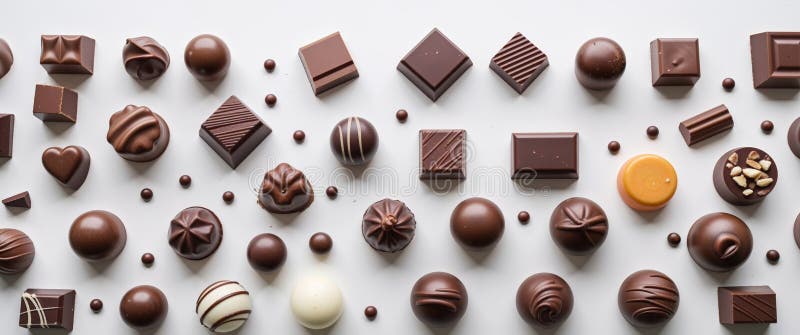 A Wide Selection of Assorted Chocolates Arranged for Sale. Stock Photo ...