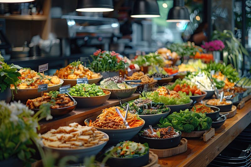 Delicious Food Buffet stock illustration. Illustration of restaurant ...